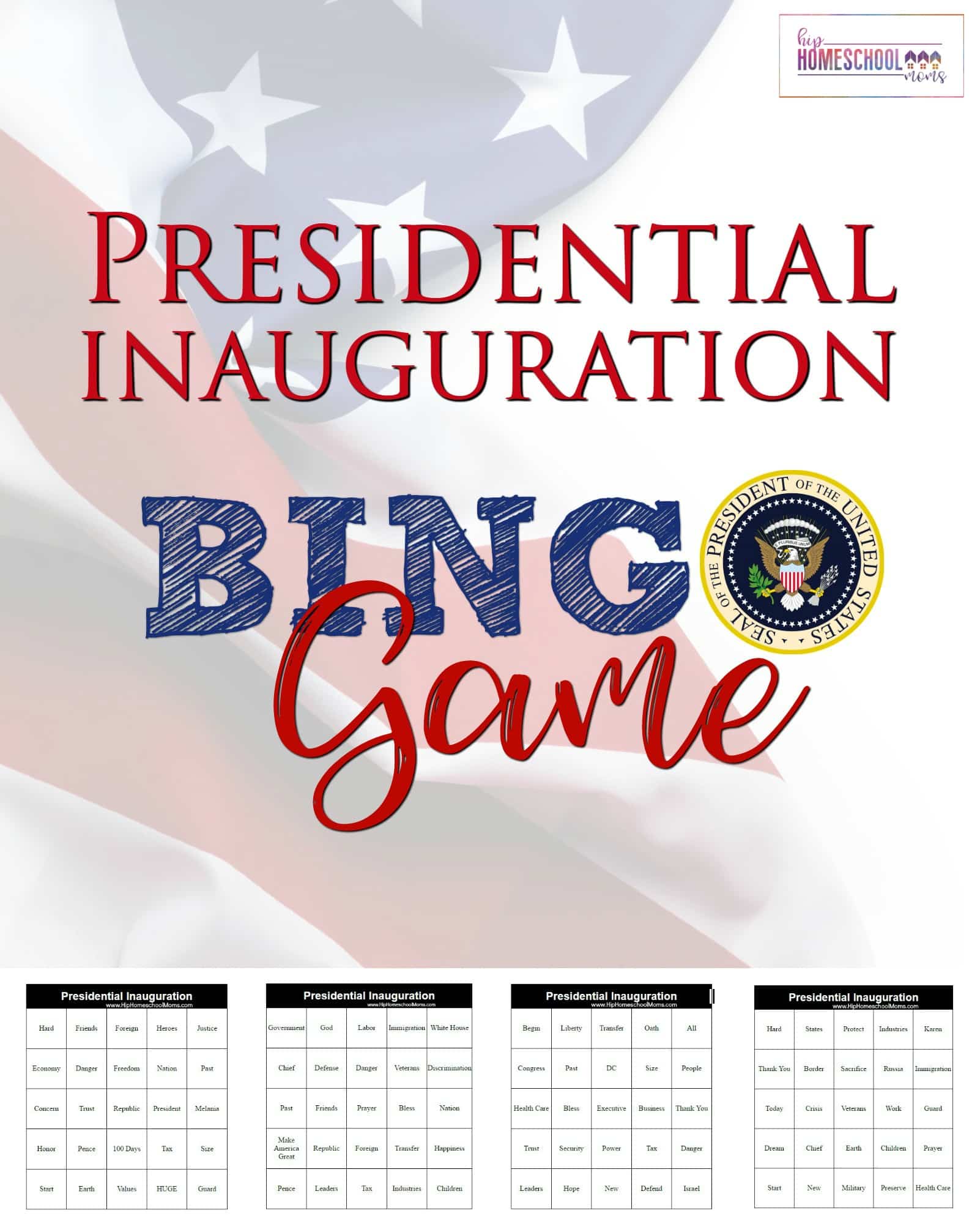 Presidential Inauguration Bingo Game Printable - Hip Homeschool Moms