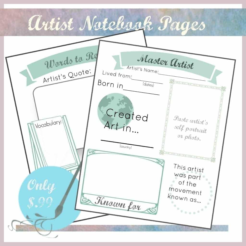 Artist Notebook Pages - Hip Homeschool Moms