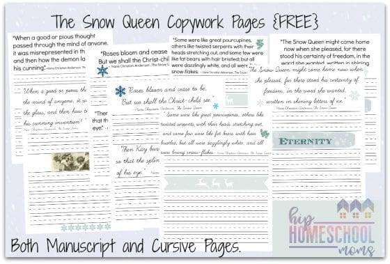 FREE Snow Queen Copywork and Comparison Study of Disney's Frozen - Hip ...