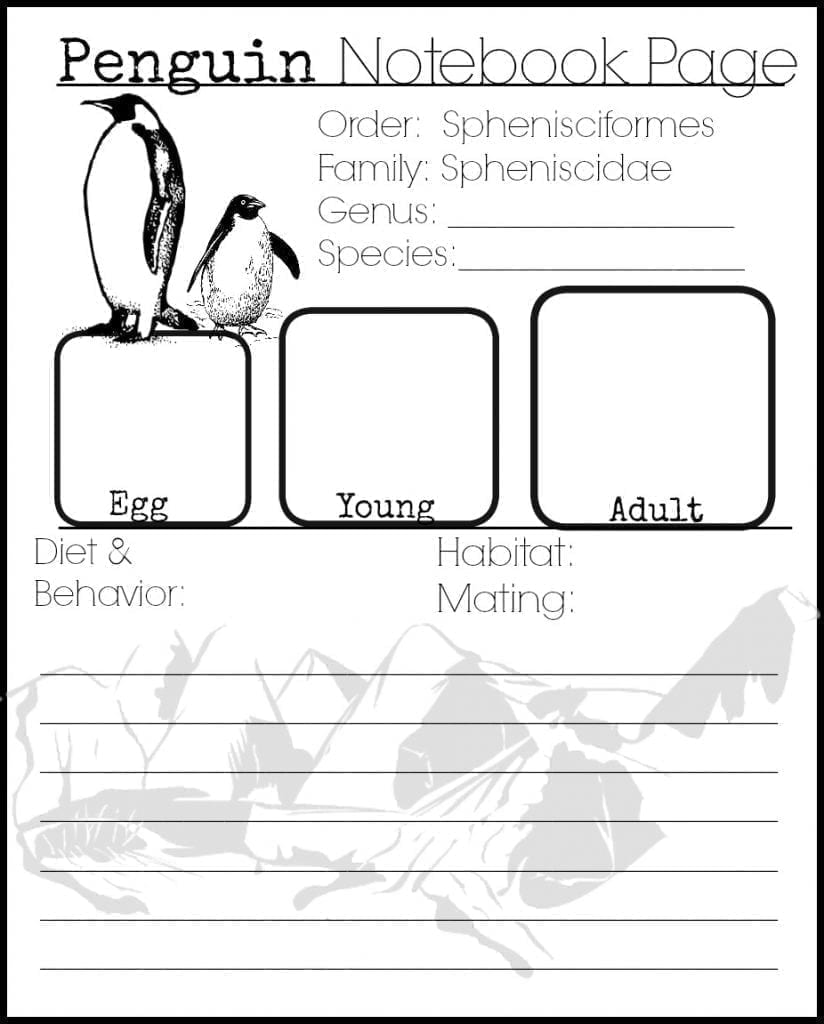 Penguin Notebook Pages - Hip Homeschool Moms