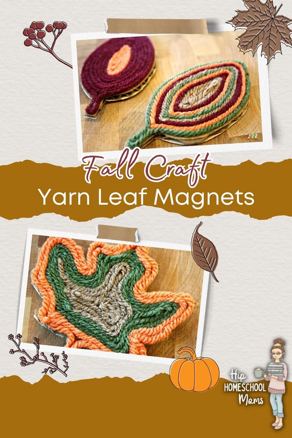 Fall Yarn Leaf Magnets - Hip Homeschool Moms