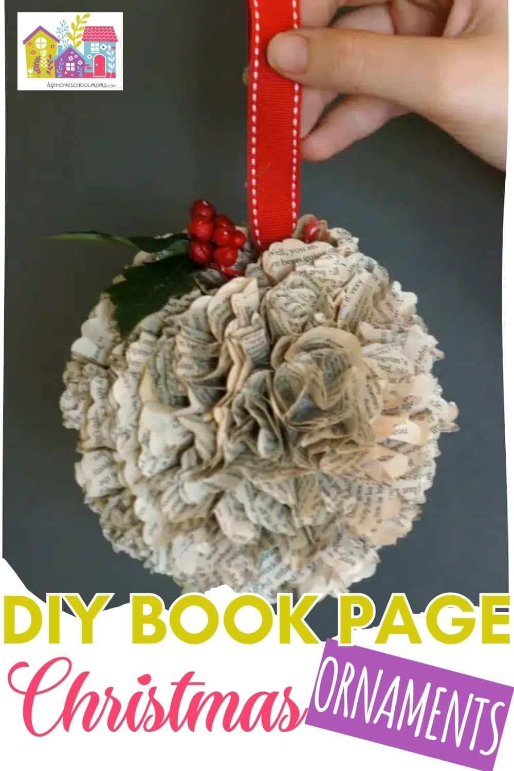DIY Book Page Christmas Tree Ornaments - Hip Homeschool Moms