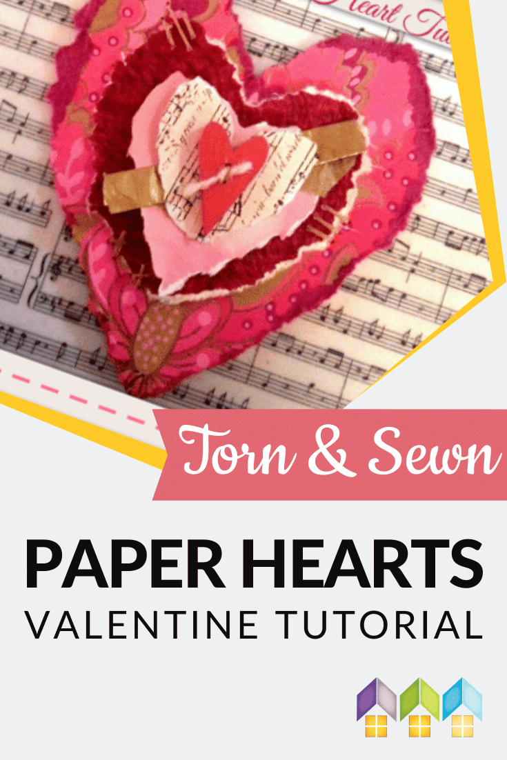 Torn & Sewn Paper Hearts Valentine Tutorial - Hip Homeschool Moms